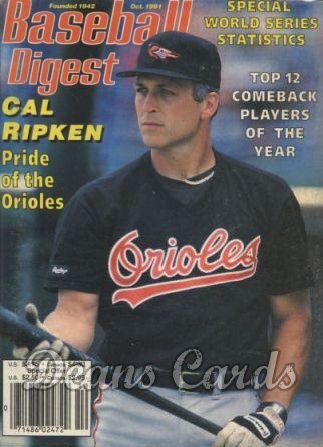 Baseball Digest Cal Ripken Jr. October 1991 Orioles HOF | eBay