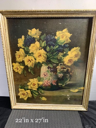 Martin Rettig Painting Floral Still Life Framed Americana Signed ...