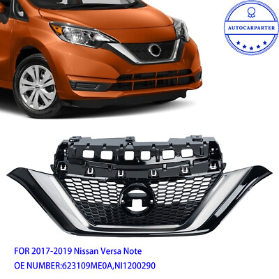 Front Bumper Upper Grille Chrome For 2017-2019 Nissan Versa Note ...
