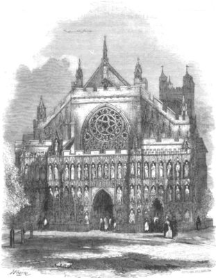 DEVON. West front of Exeter Cathedral 1850 old antique vintage print ...