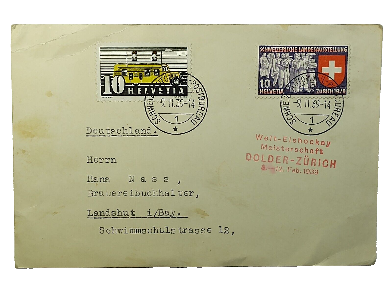 1939 Switzerland Postal History Cover Zurich to Germany | eBay
