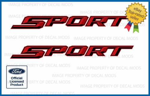 (2x) 2019 - 2024 Ford Ranger SPORT side graphic decal black red sticker ...