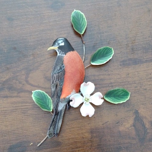 Bovano of Cheshire Handcrafted Multicolor Robin Bird Metal Enamel Wall ...