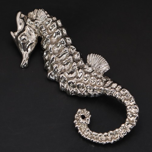 VTG Sterling Silver DESIGNER Sea Horse Animal Repousse Statement Brooch ...
