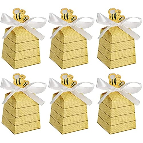 50 pcs bumble bee candy boxes beehive gift box with ribbons baby favor ...