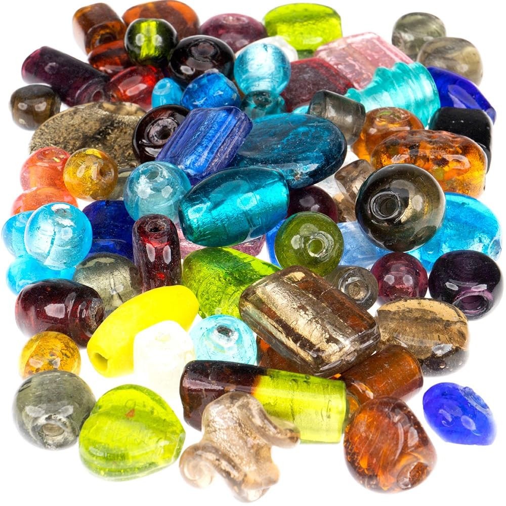 Glass Bead Mix – 1 LB Bag of Assorted 10mm-16mm Round Beads for Jewelry ...