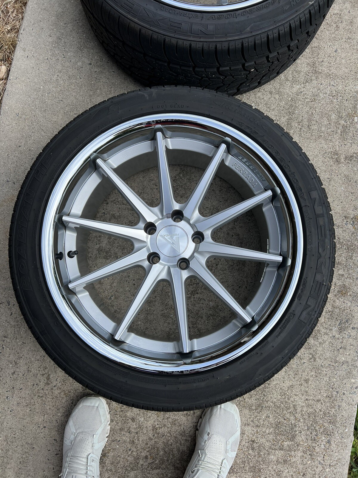 20x10" Ferrada Wheels FR4 Silver Machined with Chrome Lip. On Nexen 275 ...