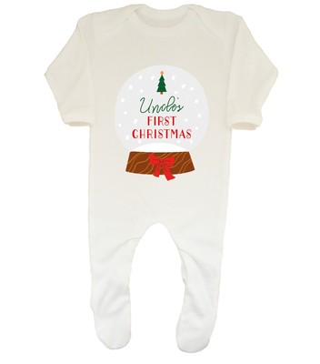 Uncle's First Christmas Baby Grow Sleepsuit Xmas Bauble Snowflakes Boy ...