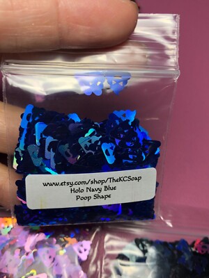 TBSP Solvent Resistant HOLOGRAPHIC NAVY BLUE POOP Shape Glitter Epoxy ...