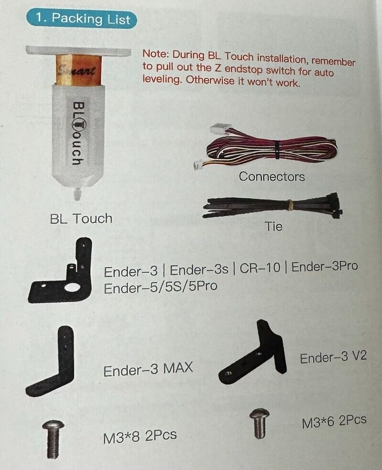 Creality 3D Printer BL Touch Auto Bed Leveling Kit 32 Bit for Ender 3 ...