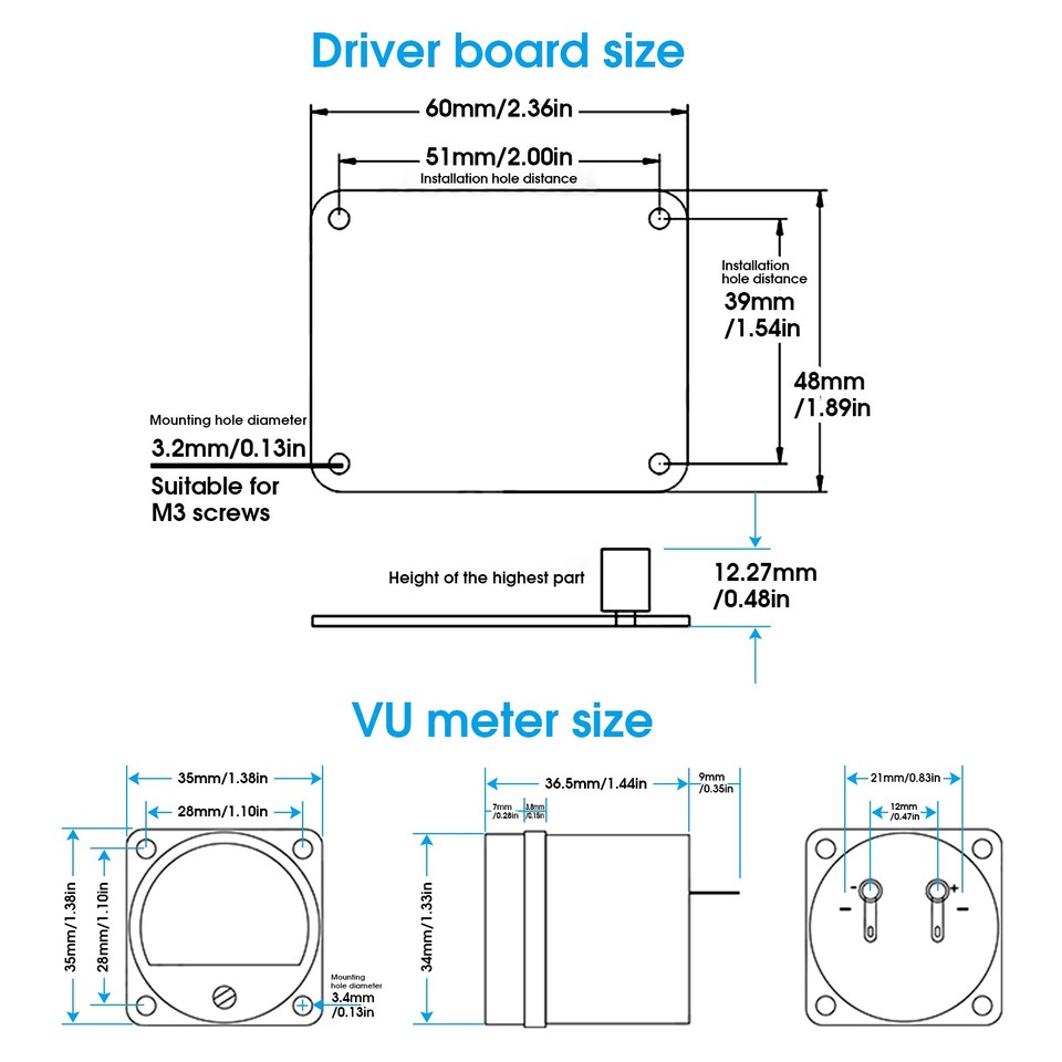 DIY Stereo Analog VU Meter Audio DB Panel Sound Level Display+Driver ...