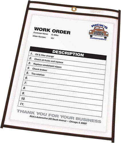 C-Line Stitched Shop Ticket Holders, Both Sides Clear, 9 X 12 Inches ...