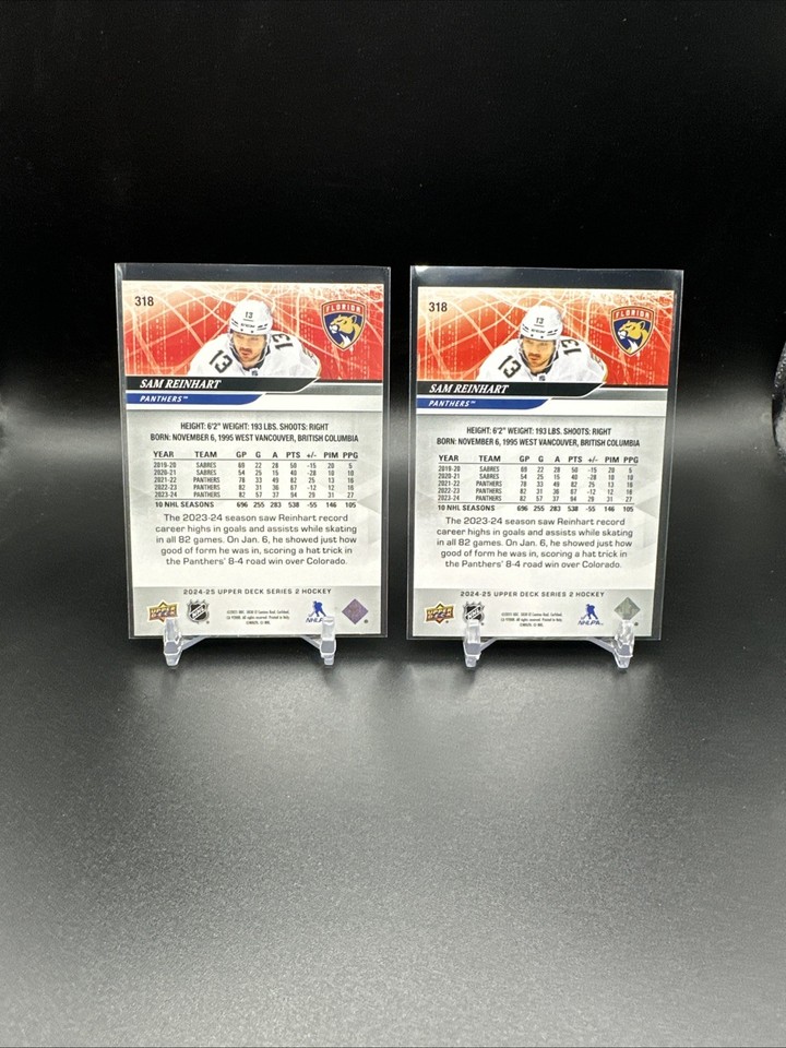 #318 SAM REINHART 2024-25 Upper Deck Series 2 FLORIDA PANTHERS (2 ...