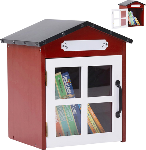 Little Library Box Outdoor: Natural Wood Free Library Box with ...