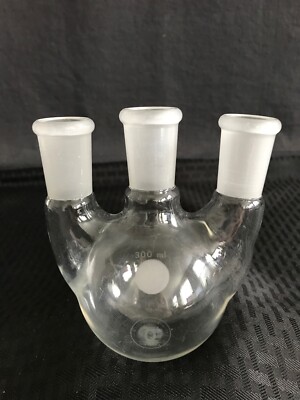 Q-GLASS 300mL 3-Neck Glass Vertical 24/40 Joints Round Bottom Flask ...