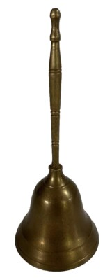 BELL - Vintage 7" Solid BRASS w Very Thin Handle. Vertical Knob. VGC | eBay