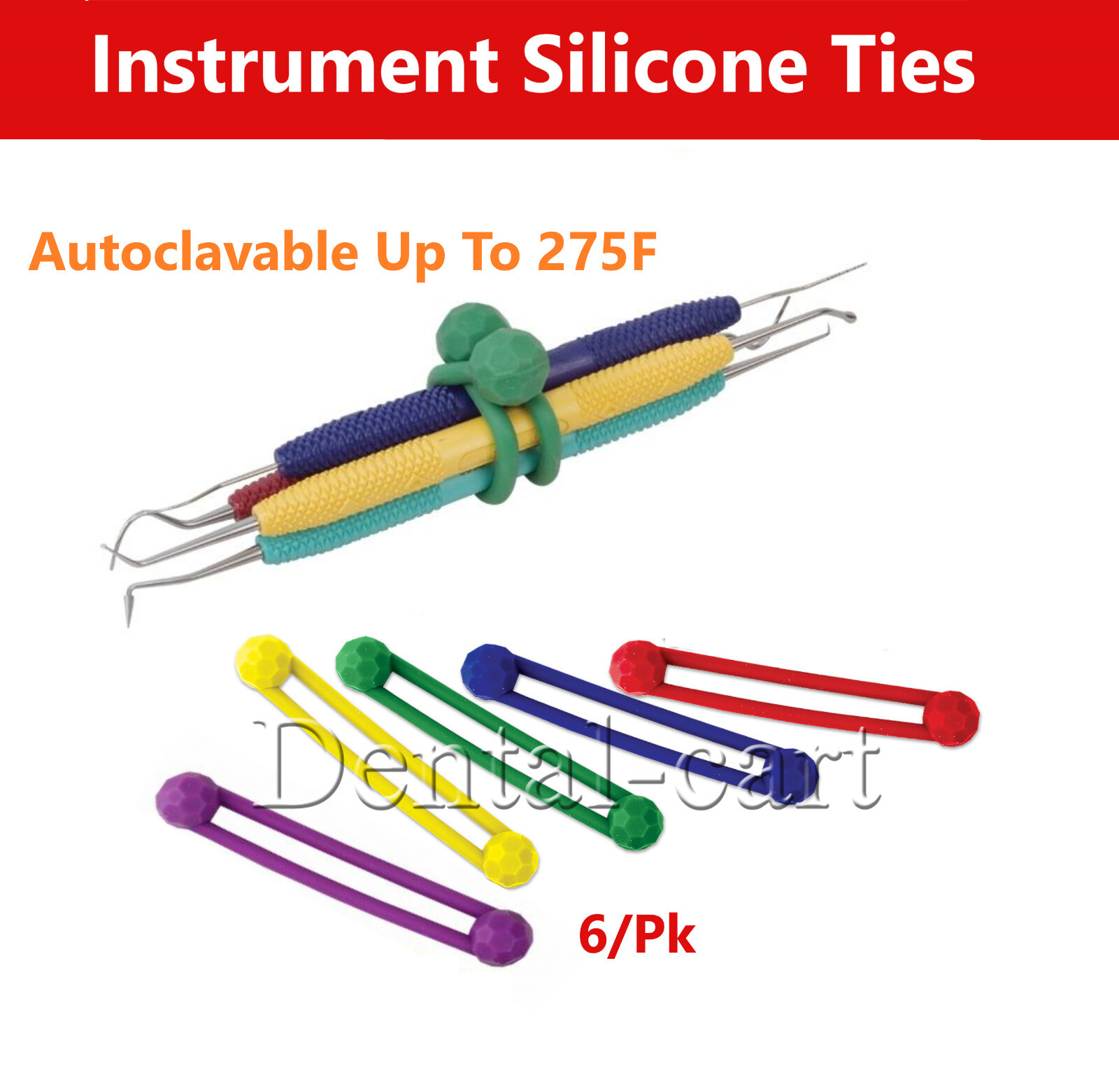 6Pcs/Pack Dental Pro-Ties Instrument Silicone Ties Autoclavable Up To ...