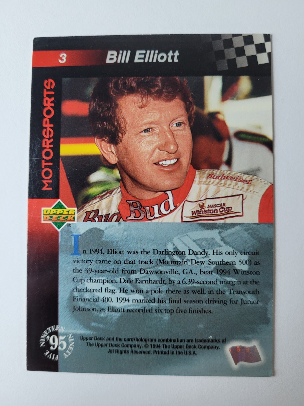 1995 Upper Deck - Silver Signatures/Electric Silver #3 Bill Elliott for ...