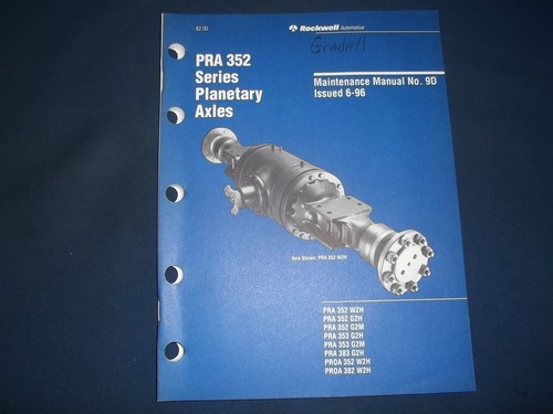 ROCKWELL PRA 352 SERIES PLANETARY AXLE SERVICE REPAIR MAINTENANCE ...
