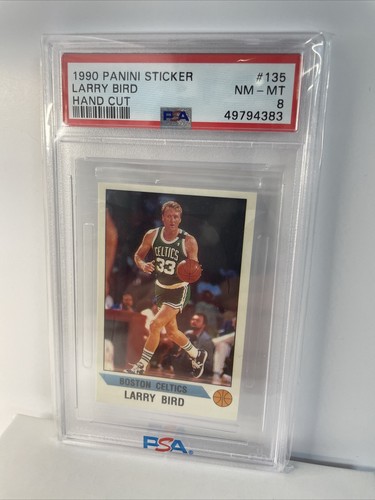 LARRY BIRD 1990 PANINI STICKER HAND CUT BOSTON CELTICS PSA 8 NM-MT (DT ...