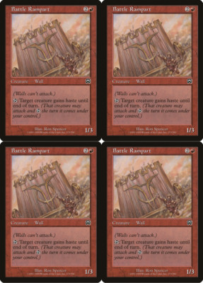 MTG 1999 BATTLE RAMPART 173/350 - WALL CREATURE - MAGIC CARD x4 copies ...