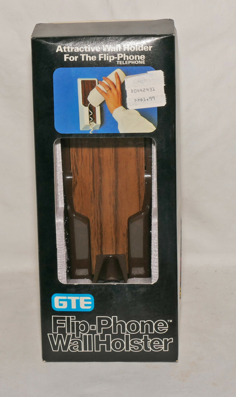 Vintage GTE Flip-Phone Wall Holder, New-Old-Stock, NEW in box *BROWN ...