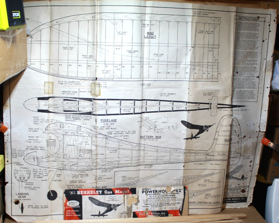 BERKELEY POWERHOUSE 62 FREE FLIGHT MODEL AIRPLANE KIT | eBay