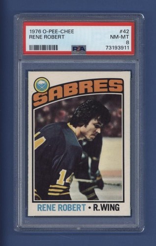 1976-77 OPC O-PEE-CHEE #42 RENE ROBERT PSA 8 NM-MT Buffalo Sabres *LOW ...