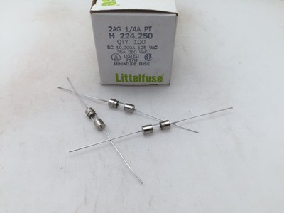 (10 pcs) 224.250 Littelfuse, 250mA 250vac, Fast Acting, Axial Glass ...