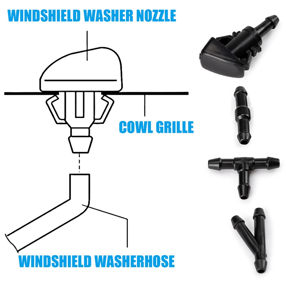 2x Front Windshield Washer Nozzle Sprayer For Chrysler 300 Dodge Ram ...