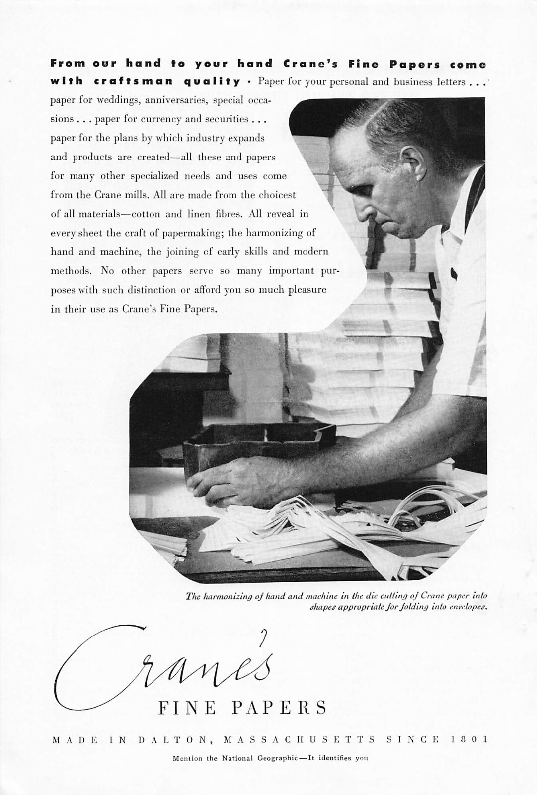 Crane Fine Paper Print Ad Vintage Paper Advertising Office Supply ...