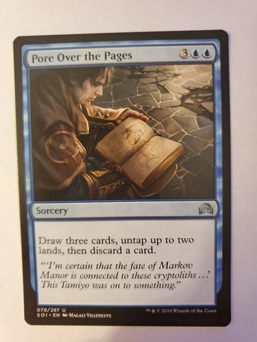 MTG Magic The Gathering Card Pore Over the Pages Sorcery Blue Shadows ...