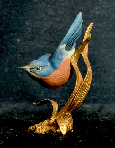 Boehm Porcelain Adult Bluebird #MB01 on 24K Bronze Dore Made USA 1985 ...