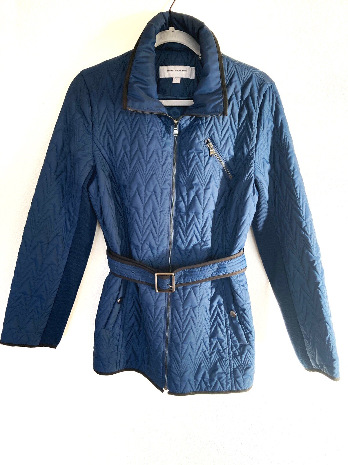 Marc New York Andrew Marc Blue Quilted Jacket Zip And… - Gem