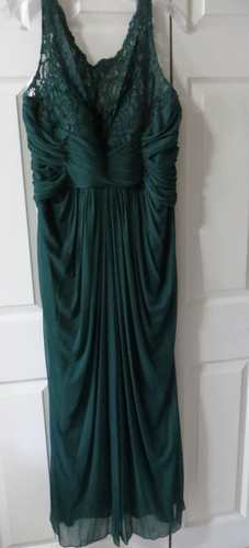 David's Bridal Formal Long Drape & Ruched Juniper Green Gown Sleeveless ...