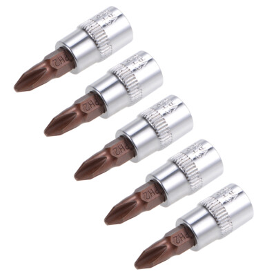 5pcs 1/4" Drive x PH2 Phillips Bit Socket Standard Metric S2 and Cr-V ...
