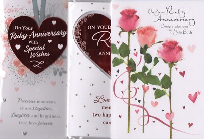 Ruby 40th Wedding Anniversary Card Choice Of Cards Lovely Verses 7"x5 ...