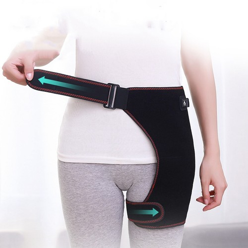 Heating Hip Wrap Brace 3 Vibration Modes Adjustable Pain Relief Thigh ...