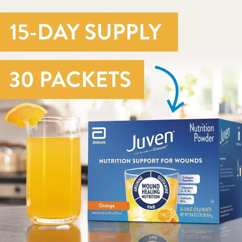 Juven Nutrition Powder for Wound Healing Support Orange Flavor - 30 ...