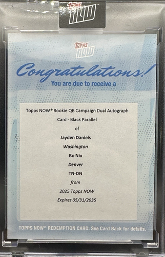 2024 Topps Now Rookie Campaign BLACK DUAL AUTO Jayden Daniel Nix /10 ...