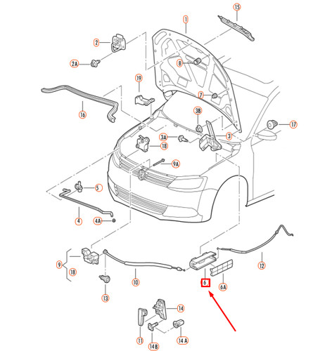VOLKSWAGEN JETTA A6 ENGINE HOOD BOWDEN CABLE HOLDER 5N0823411A NO DUTY ...