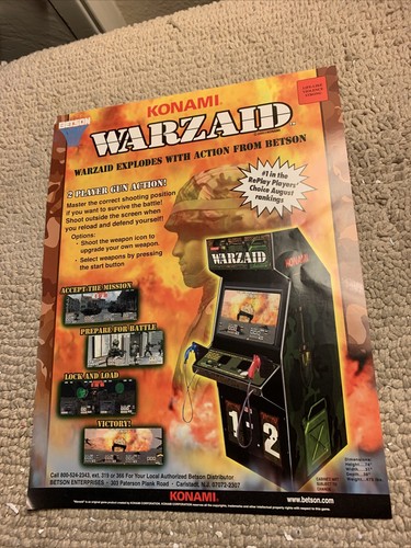 11- 8.5'' Warzaid Konami ARCADE VIDEO GAME FLYER | eBay