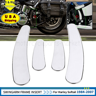 Curved Swingarm Frame Inserts Chrome For Harley Softail 84-07 FXSTC ...