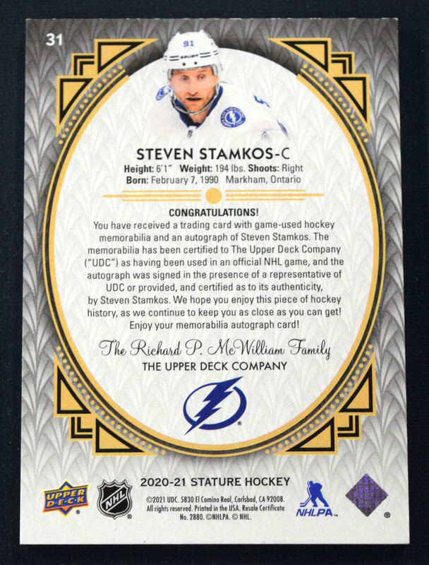 Steven Stamkos 2020-21 Upper Deck Stature Portrait Patch Autograph Red ...