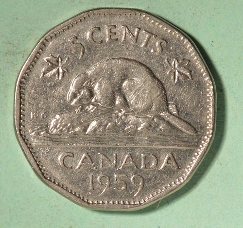 1959 - Canada 5 Cent - Nickel - Circulated - Nice Coin Album ...