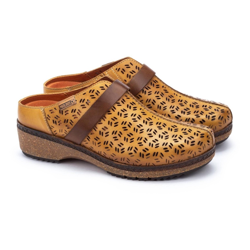 Pikolinos Die Cut Granada Leather Clog Mule Honey Women's Size 41 or 10 ...
