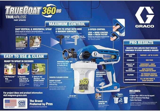 Graco TrueCoat 360 DS Electric Airless Paint Sprayer 633955582378| eBay