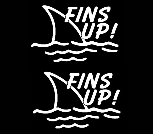 Fins Up! Shark Waves Graphic Art White Vinyl Decal Car Windows Laptop ...