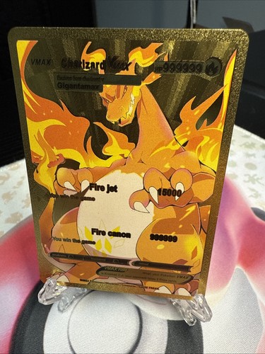 Charizard Vmax Gold Foil Fan Art Card Hp999999 Fire Canon💥💥💥fire Jet💥💥💥 ...