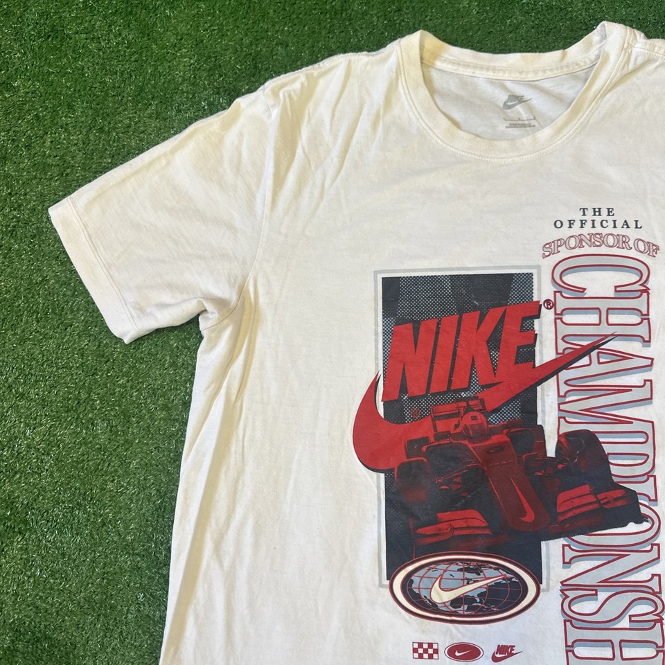 Nike Short Sleeve Shirt Mens Large Formula 1 Swoosh Logo Racing White ...